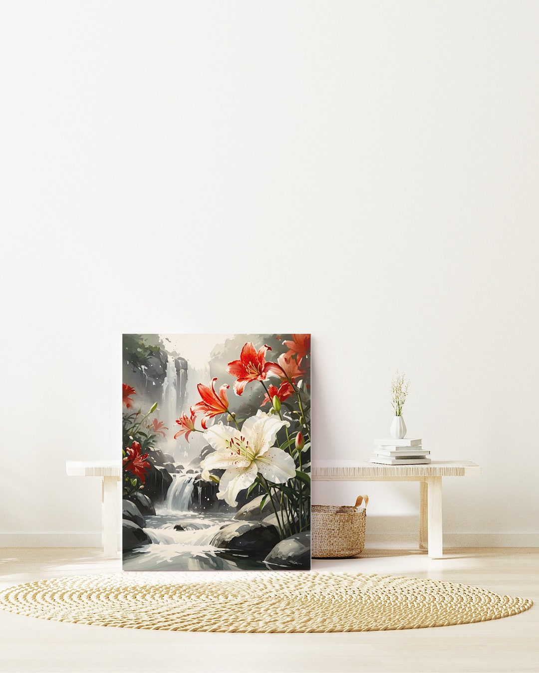 Red Lilies Canvas Wall Art for Living Room Lilies Ethereal Wall Flower ...