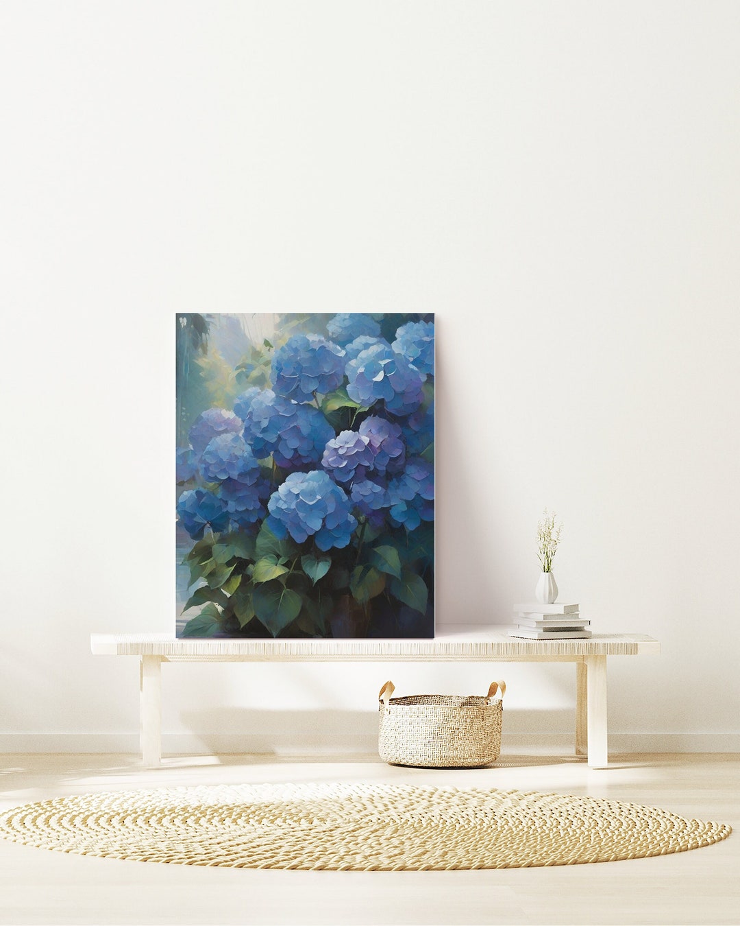 Blue Hydrangea Canvas Wall Art Hydrangea Impressionist Wall Flower Art ...