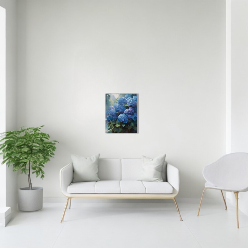 Blue Hydrangea Canvas Wall Art Hydrangea Impressionist Wall Flower Art ...