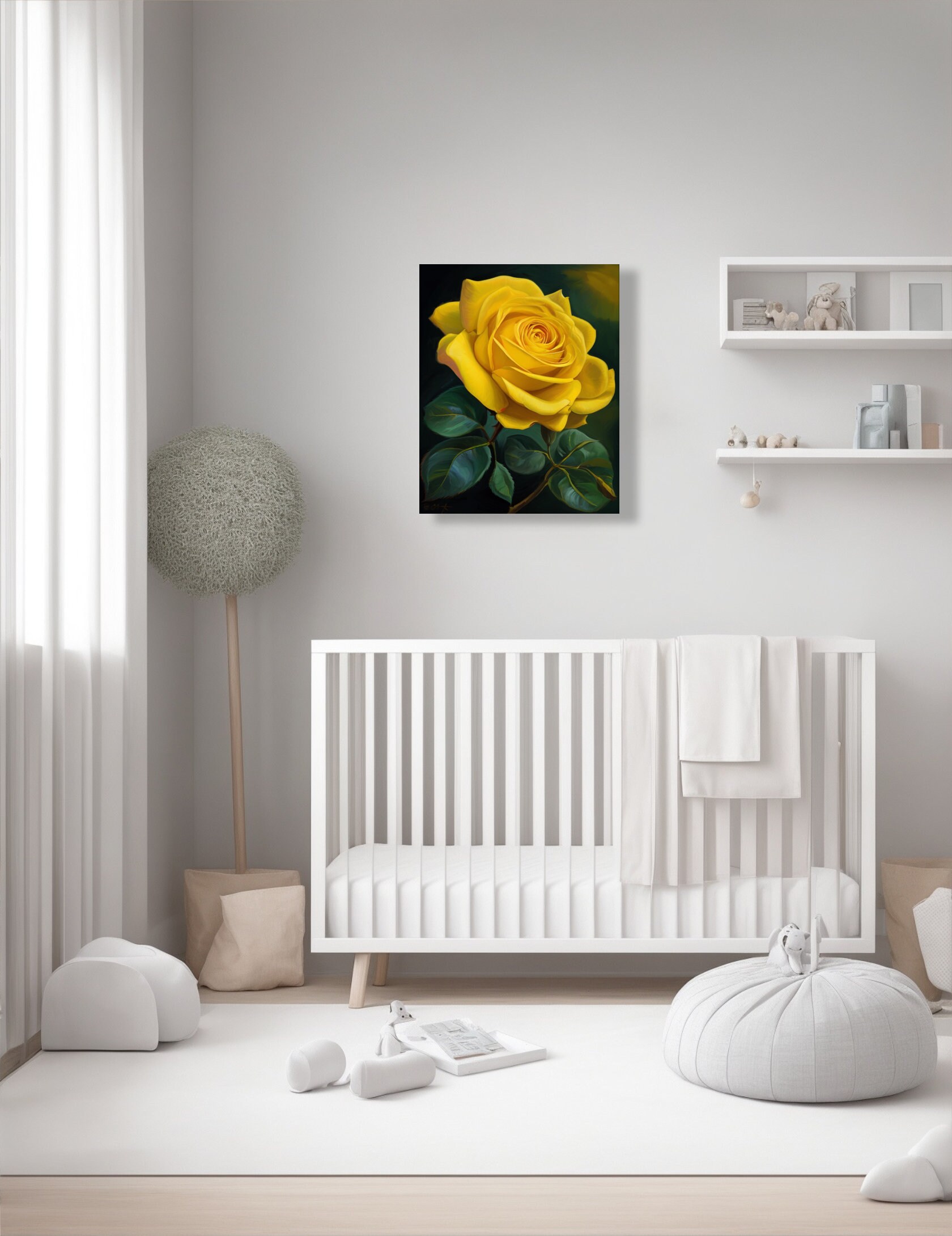 Yellow Rose Canvas Wall Art Roses Wall Flower Living Room Floral Wall ...