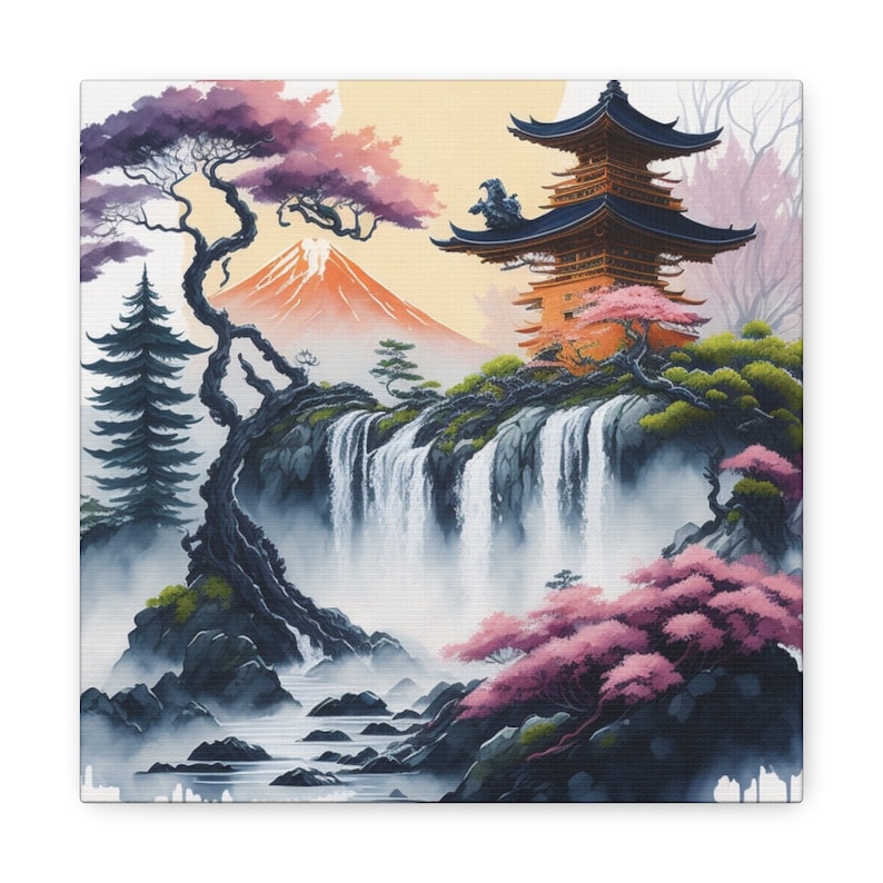 Japanese Landscape Wall Art Sakura Wall Flower Wall Art - Etsy