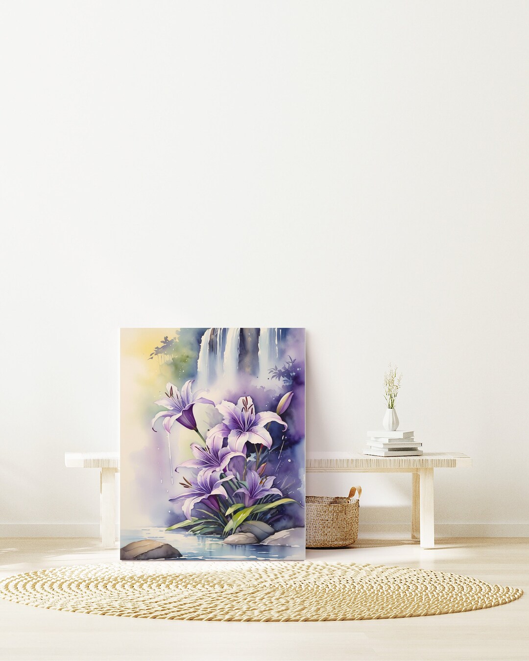 Purple Lilies Canvas Wall Art for Living Room Lilies Purple Wall Flower ...