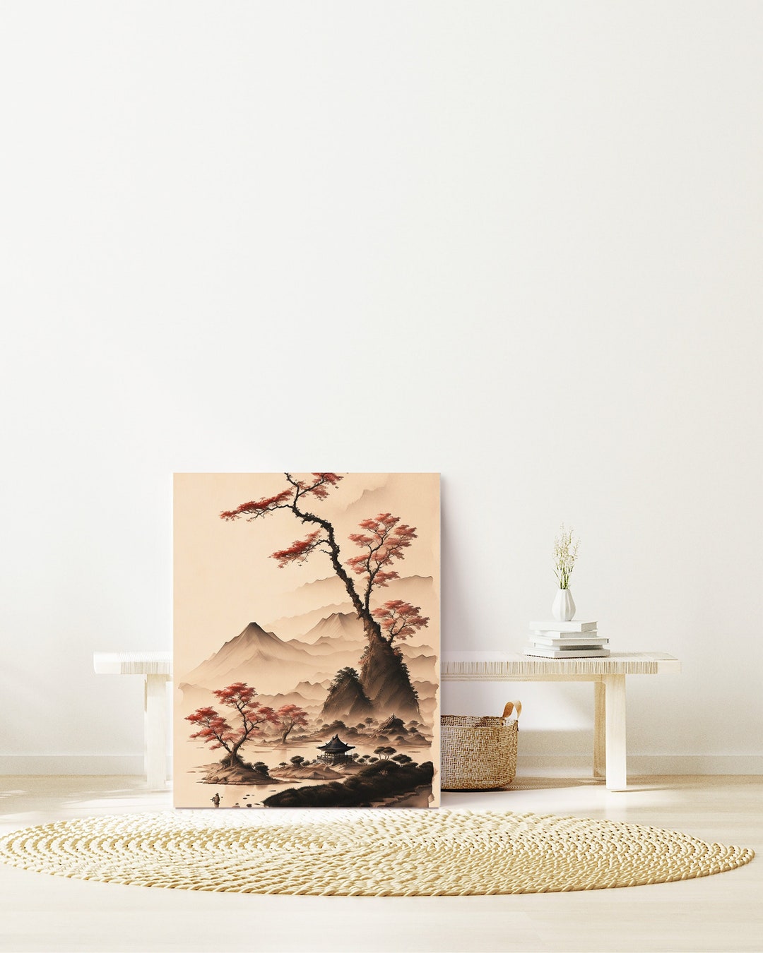 Serene Mountain Asian Wallart Japanese Style Canvas Wallart for Living ...