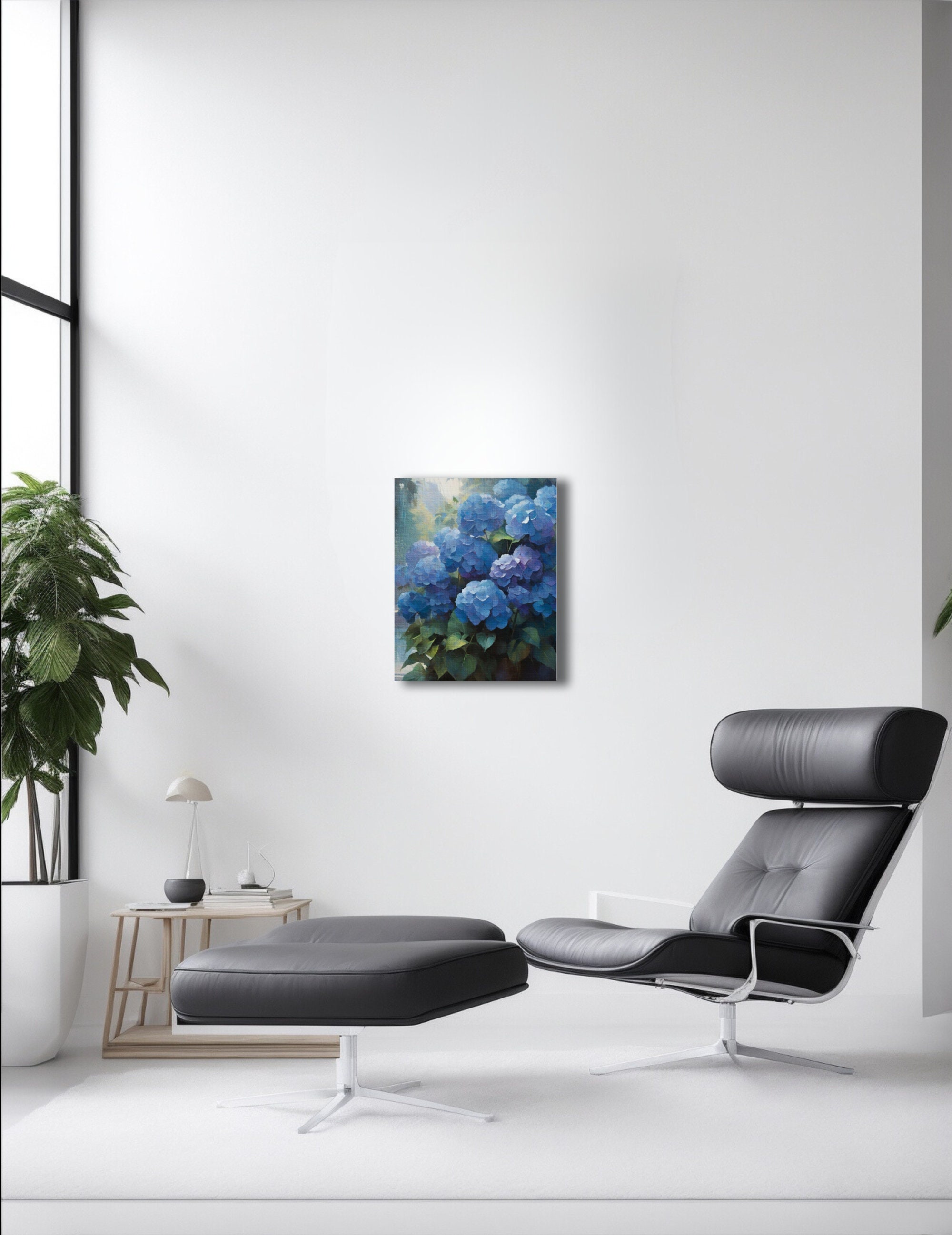Blue Hydrangea Canvas Wall Art Hydrangea Impressionist Wall Flower Art ...