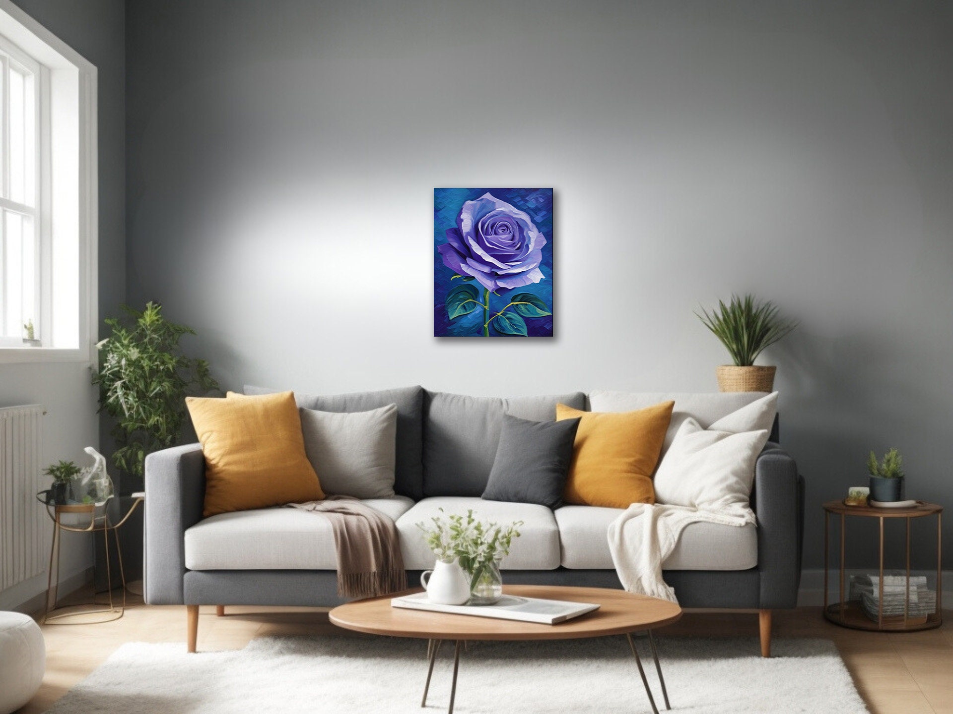 Purple Rose Canvas Wall Art Rose Wall Flower Laundry Room Floral Wall ...