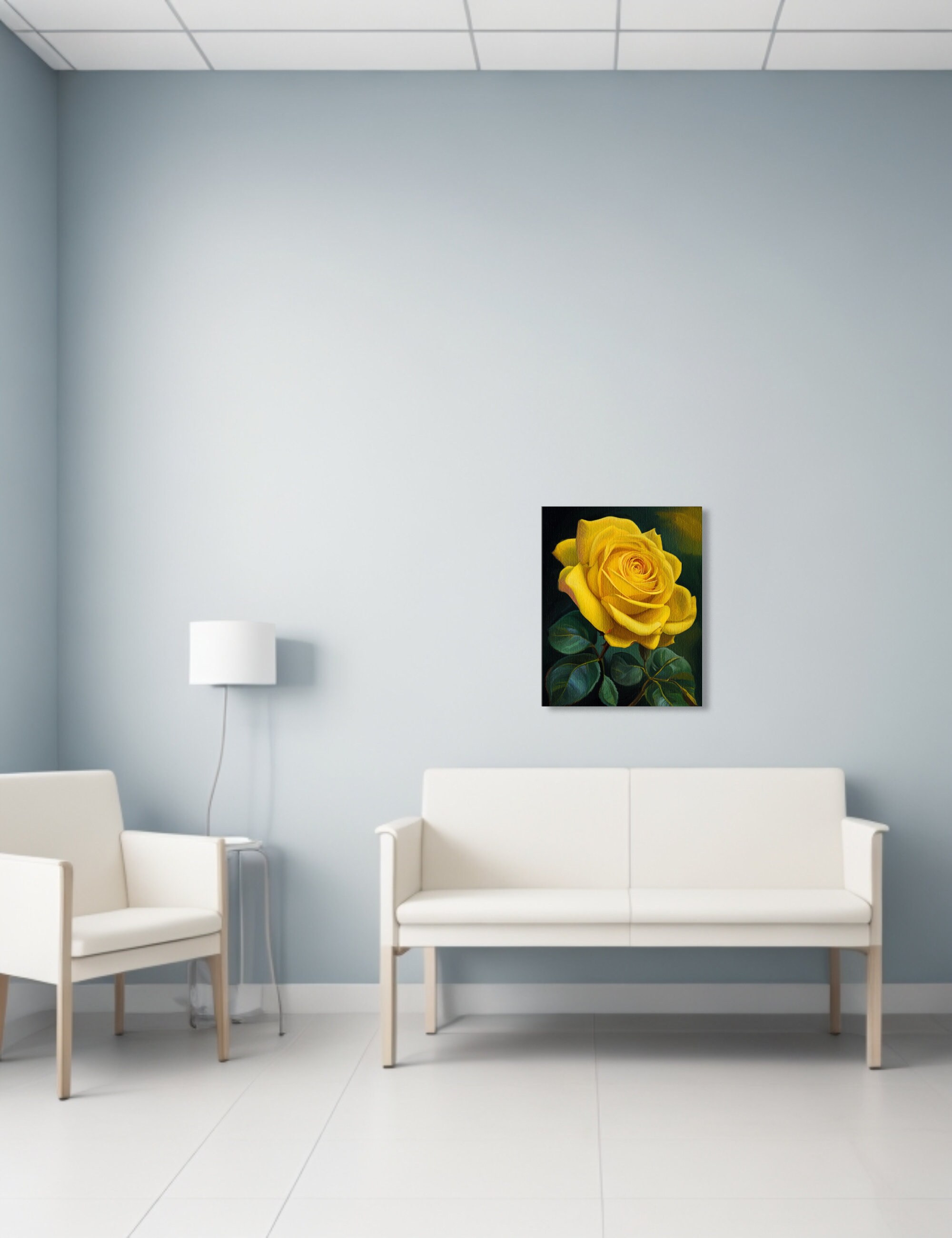 Yellow Rose Canvas Wall Art Roses Wall Flower Living Room Floral Wall ...