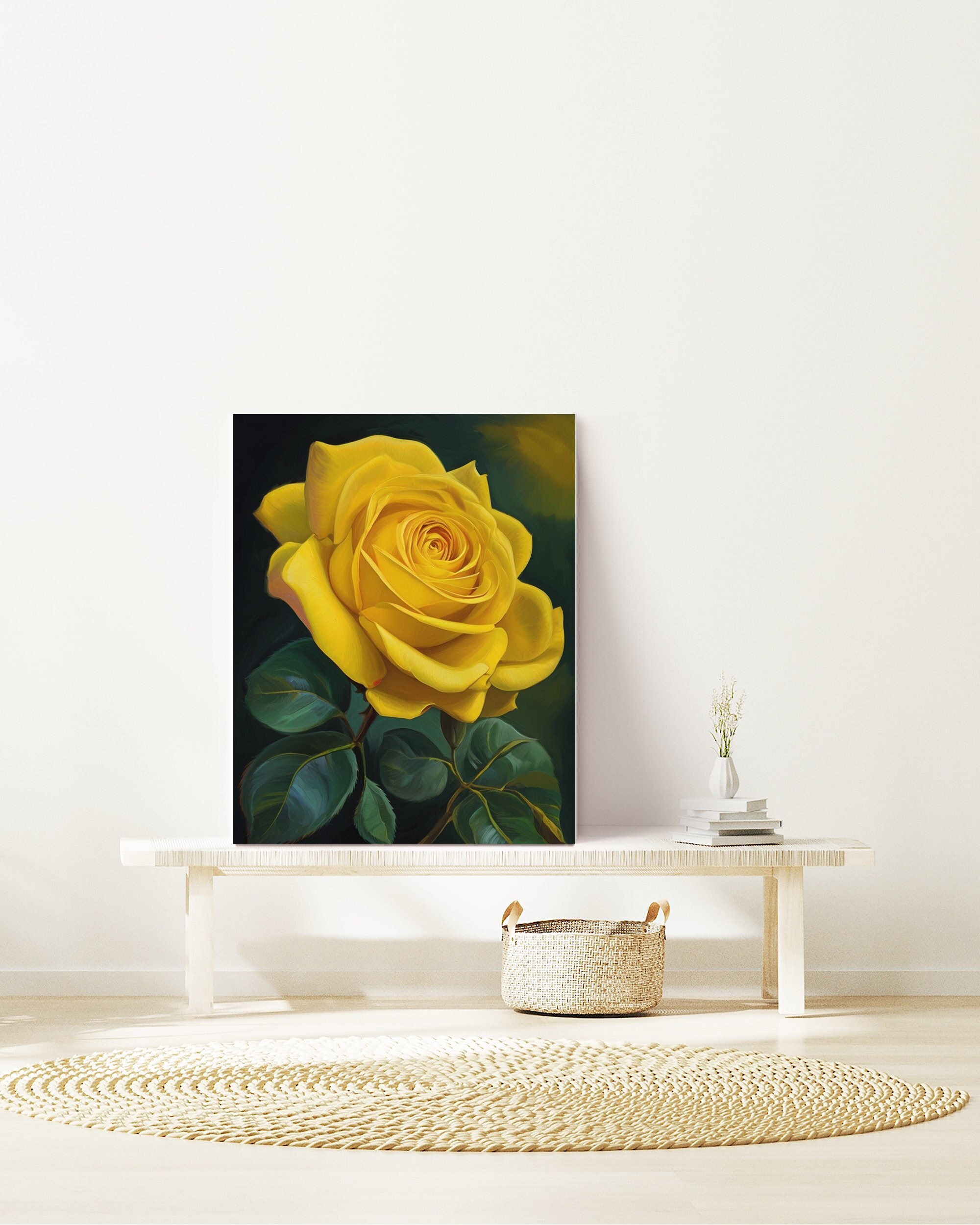 Yellow Rose Canvas Wall Art Roses Wall Flower Living Room Floral Wall ...