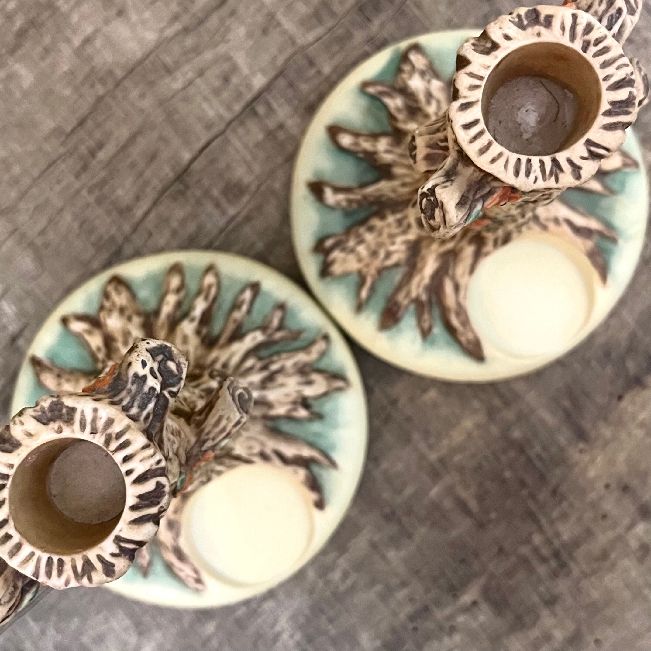 Vintage Goebel Hummel Display Floral Tree Trunk Candlestick Holders ...