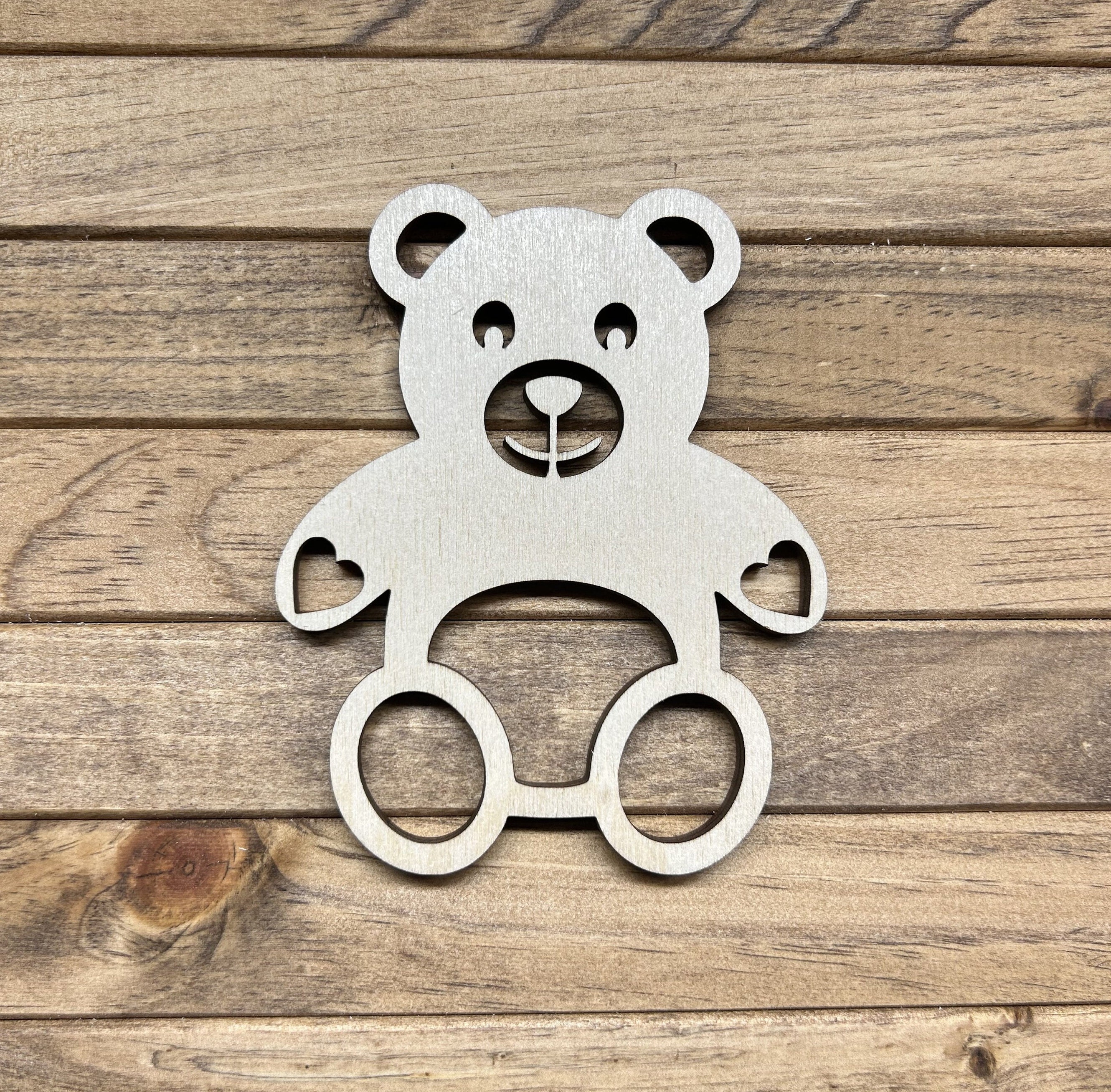 Teddy Bear Wall Art (1/4" Thick, Laser Cut Out) Unfinished Wood - Etsy