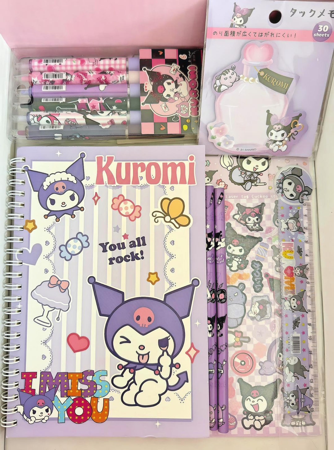 Kuromi Stationery Set | Cute Gifts for Kids | Kuromi Notebook | Sanrio ...