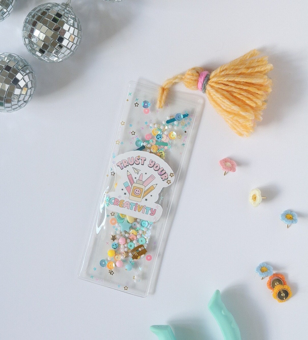 Teacher Shaker Bookmark Shaker Bookmark Girl Bookmark - Etsy