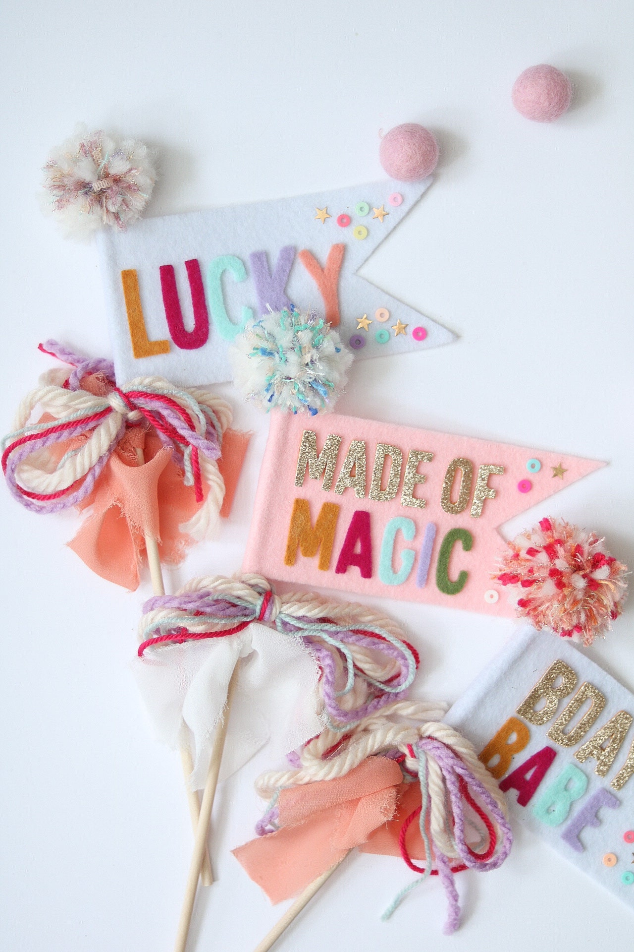 Pennant Wand Pennant Flag Birthday Wand Party Wand Magic Wand Lucky - Etsy