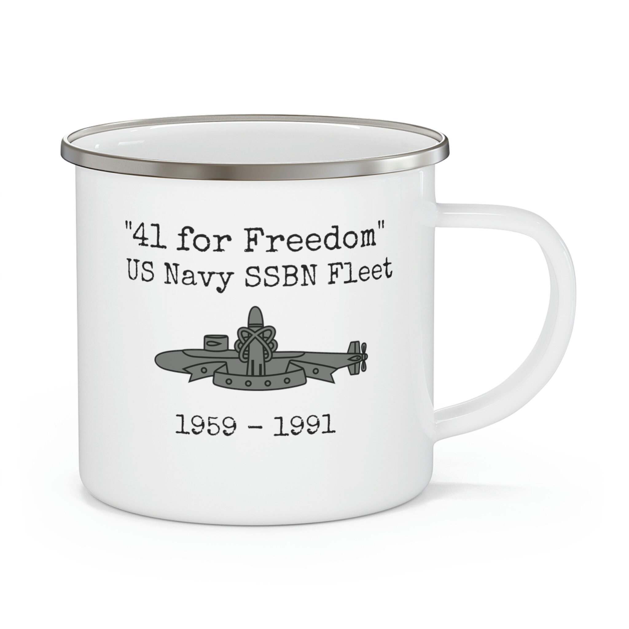 Submarine Silver Dolphins Camping Enamel Mug Enlisted Submarine Warfare ...
