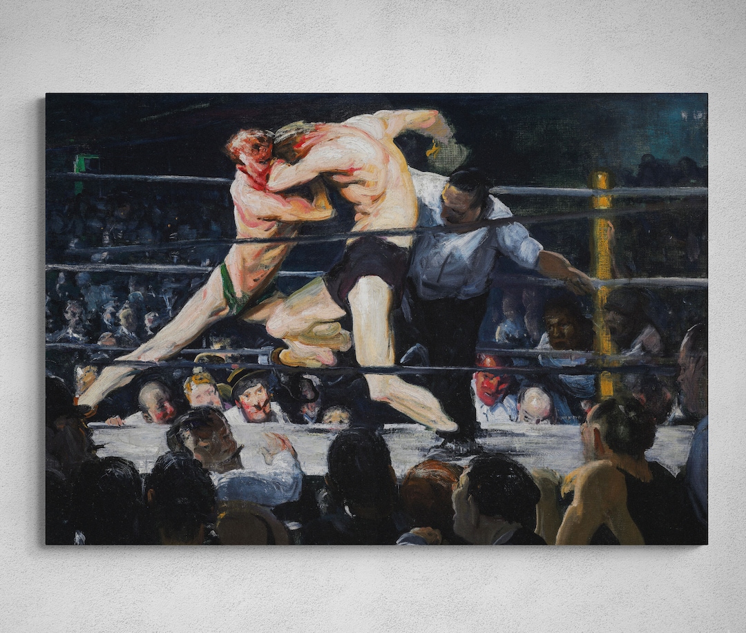 Boxing Painting Canvas Art Poster Boxing Match Stag at Sharkey's ...
