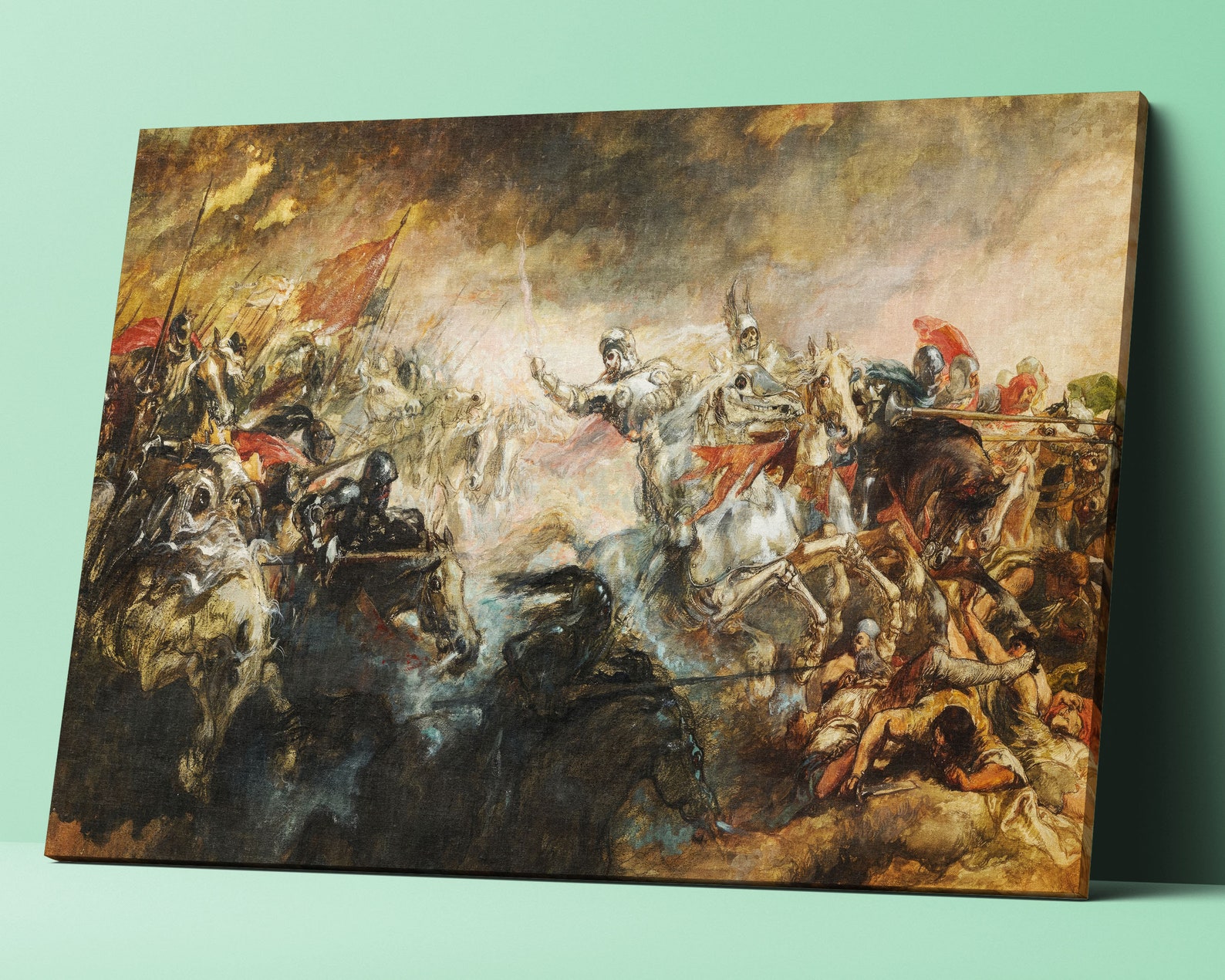 The Phantom Horseman Antique Painting Stretched Canvas Poster Art ...