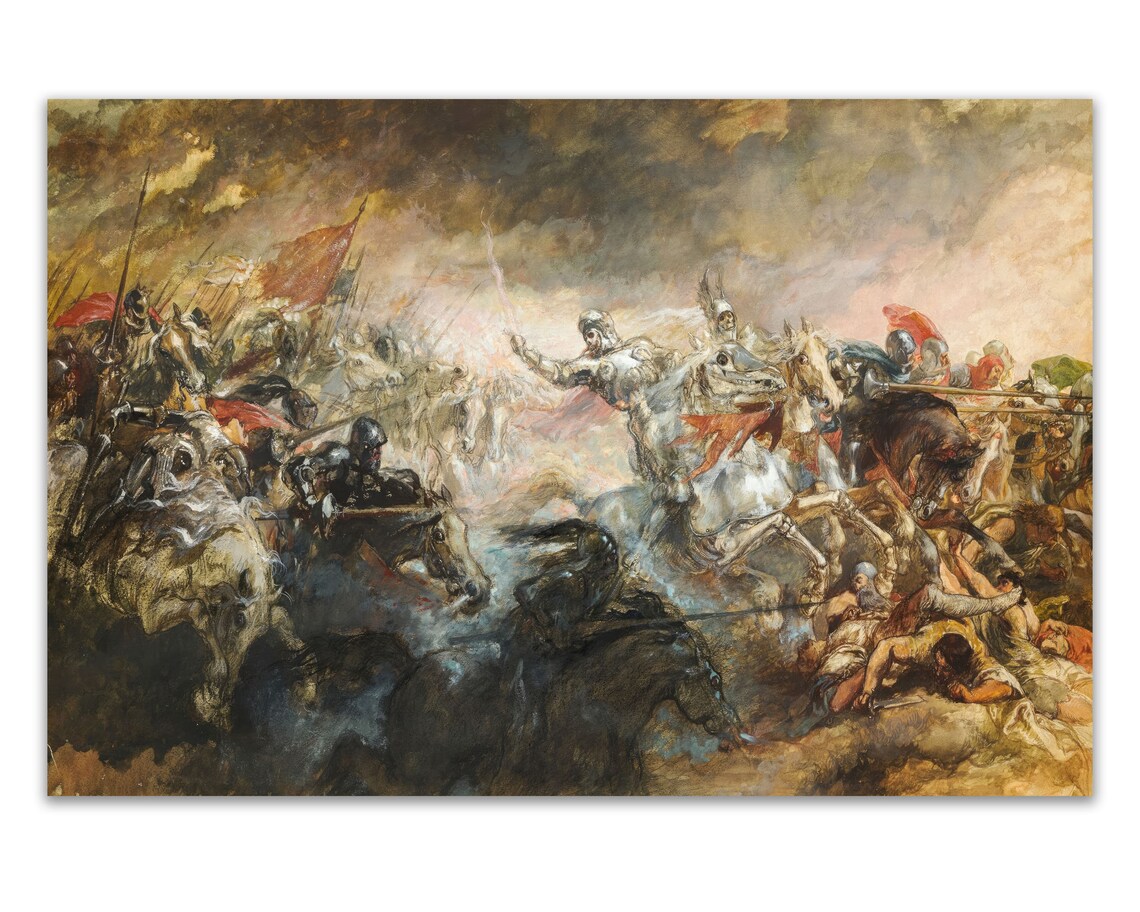 The Phantom Horseman Antique Painting Stretched Canvas Poster Art ...