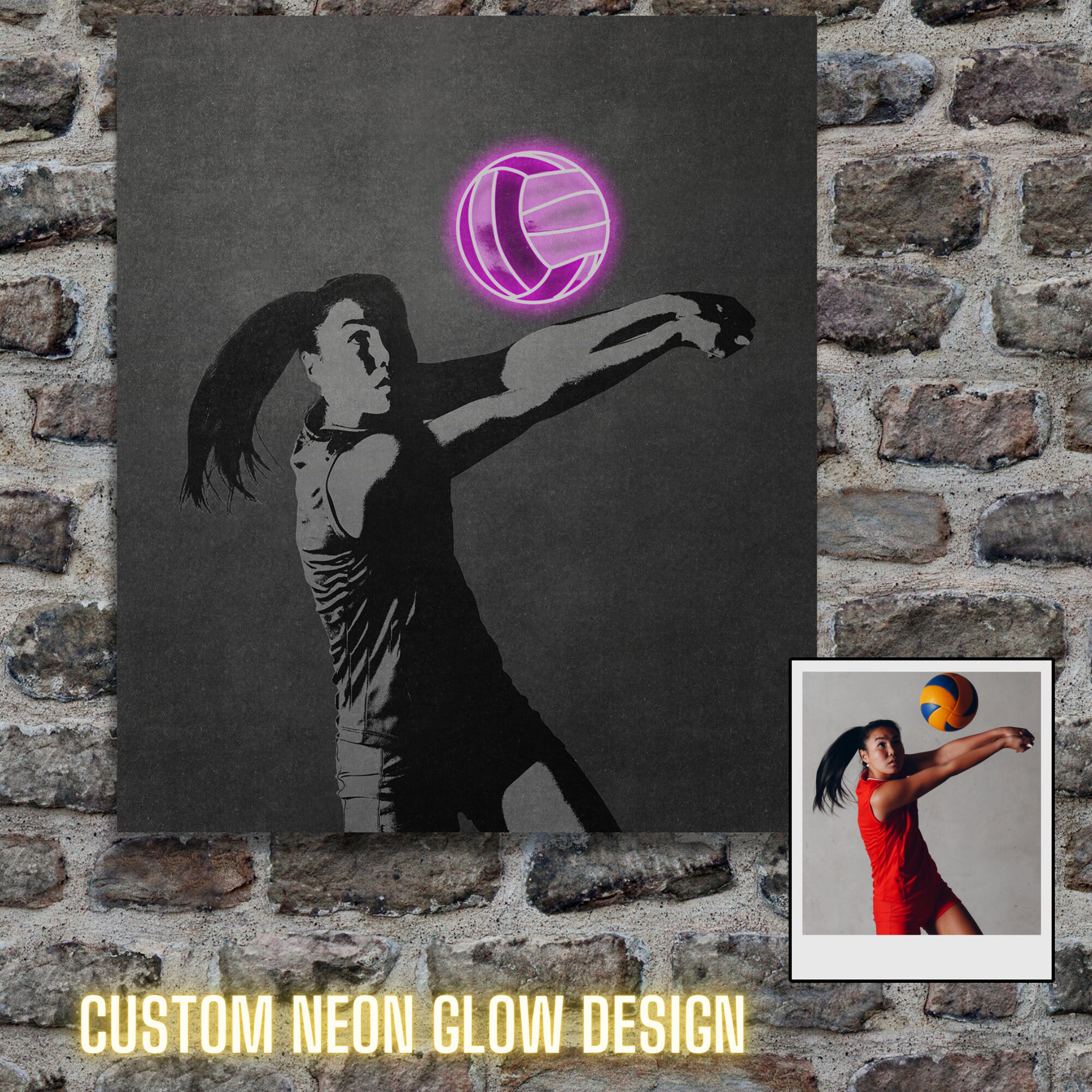 Custom Canvas / Poster With Neon Light Print. Custom Football Birthday ...