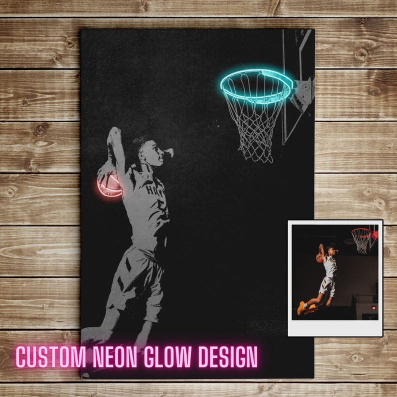 Custom Canvas / Poster With Neon Light Print. Custom Birthday Baseball ...