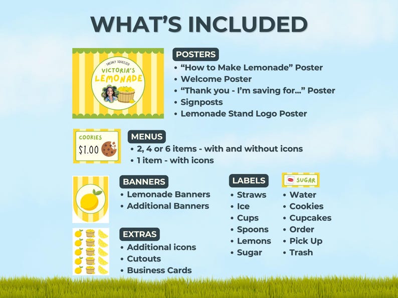 Editable Kids Lemonade Stand Kit: Printable Business With Signs, Menus ...