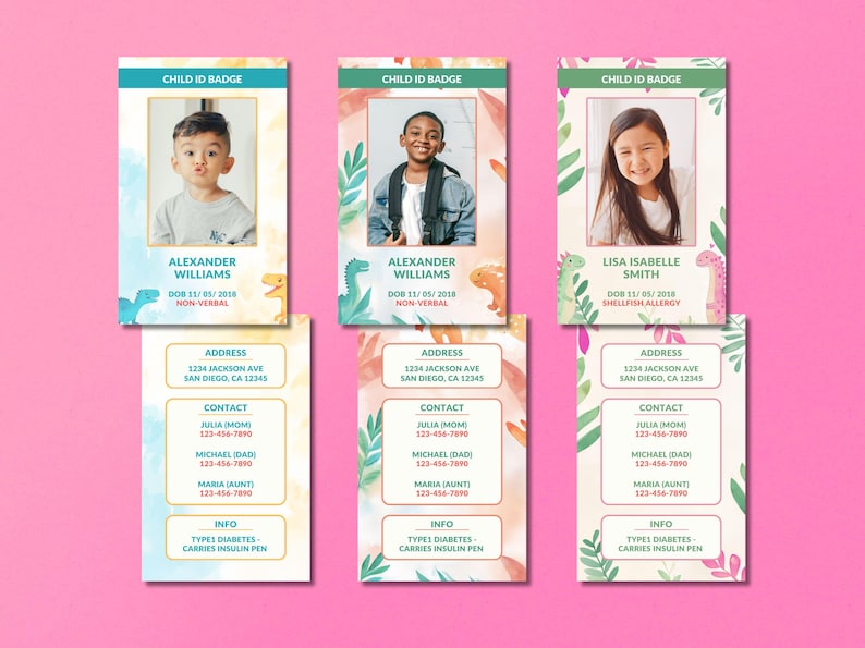 Back to School Child ID Card, Template, Editable Canva Design ...