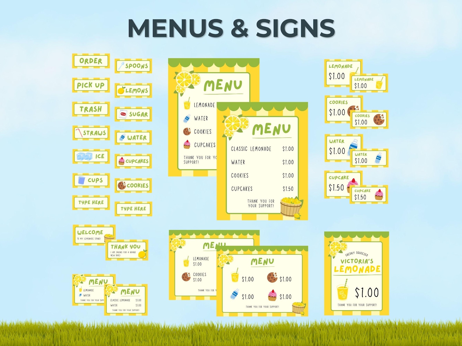 Editable Kids Lemonade Stand Kit: Printable Business With Signs, Menus ...