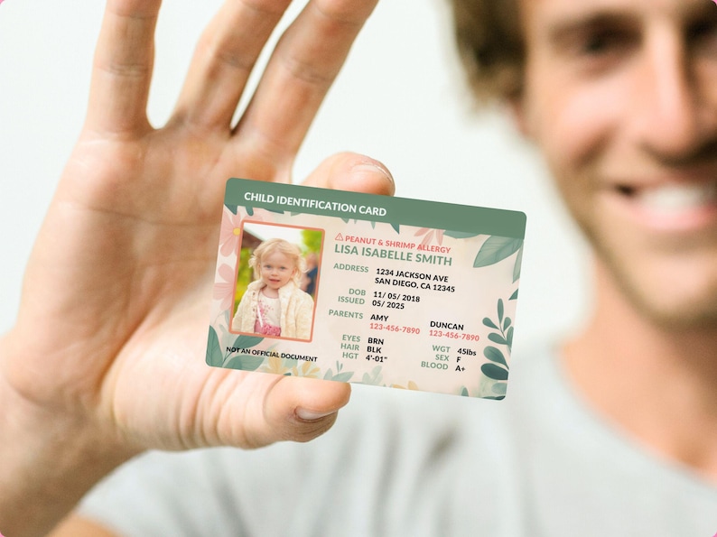 Back to School Child ID Card, Template, Editable Canva Design ...