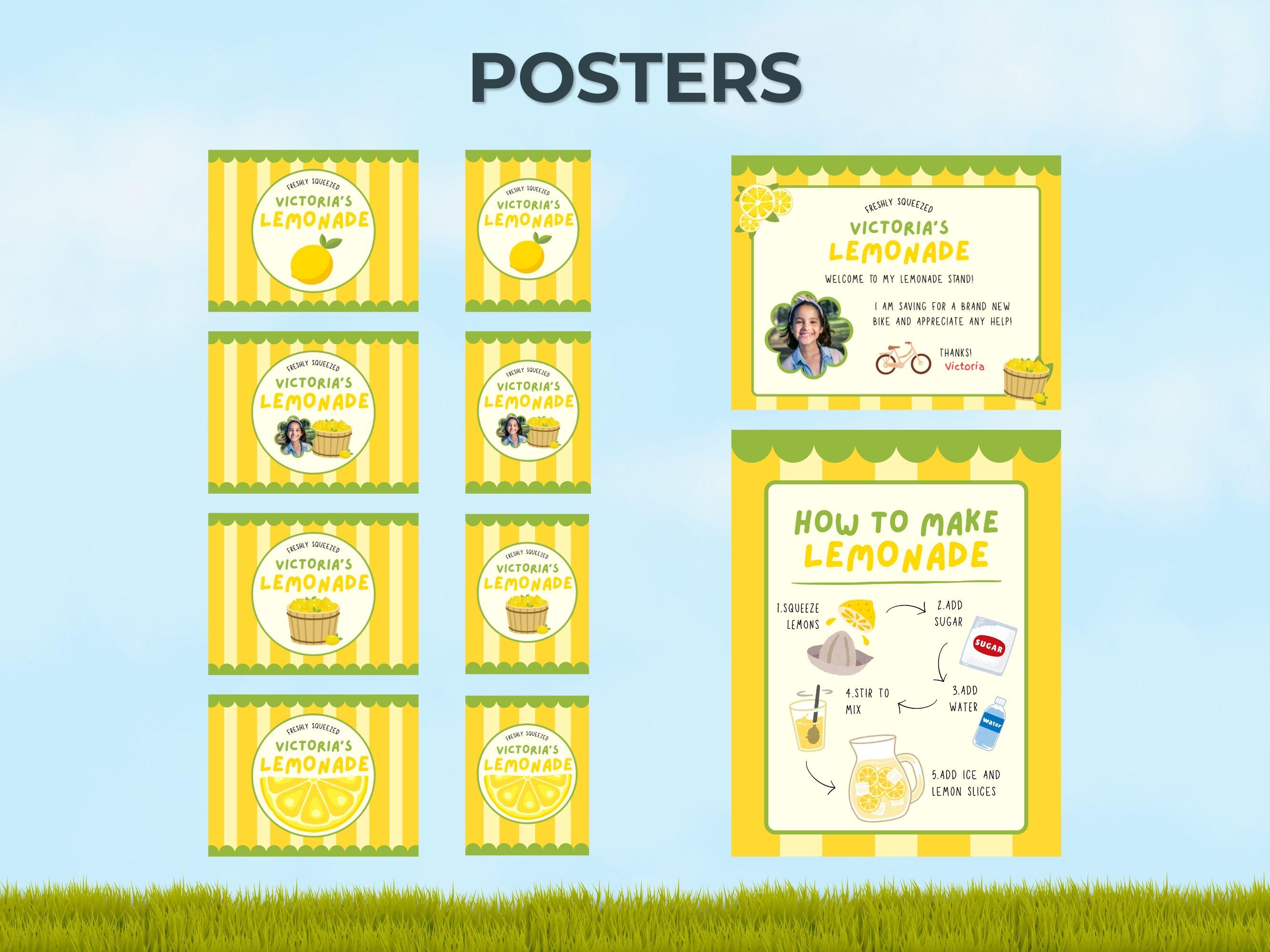 Editable Kids Lemonade Stand Kit: Printable Business With Signs, Menus ...