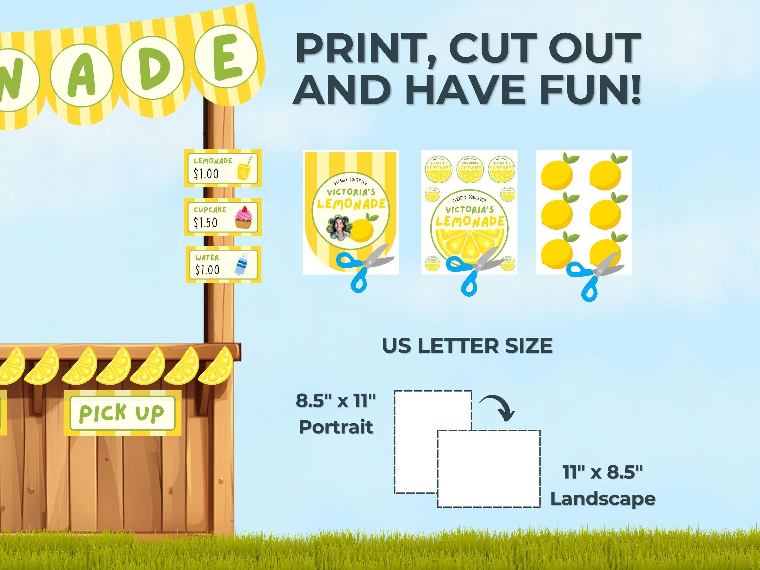 Editable Kids Lemonade Stand Kit: Printable Business With Signs, Menus ...