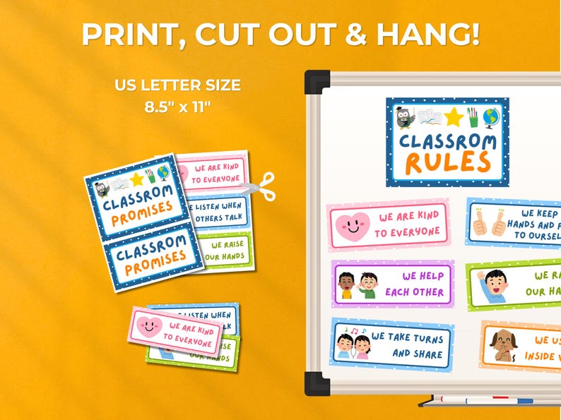 Editable Classroom Rules Poster Set - Behavior and Promises Signs for ...