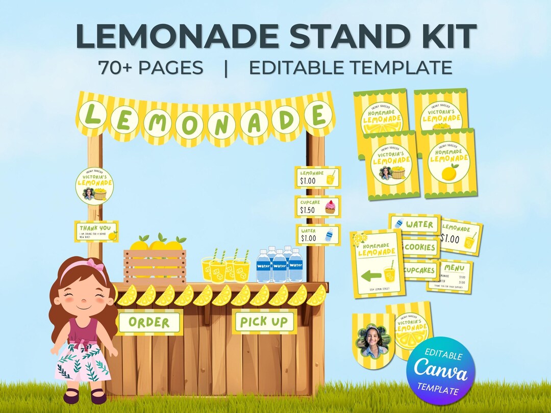 Editable Kids Lemonade Stand Kit: Printable Business With Signs, Menus ...