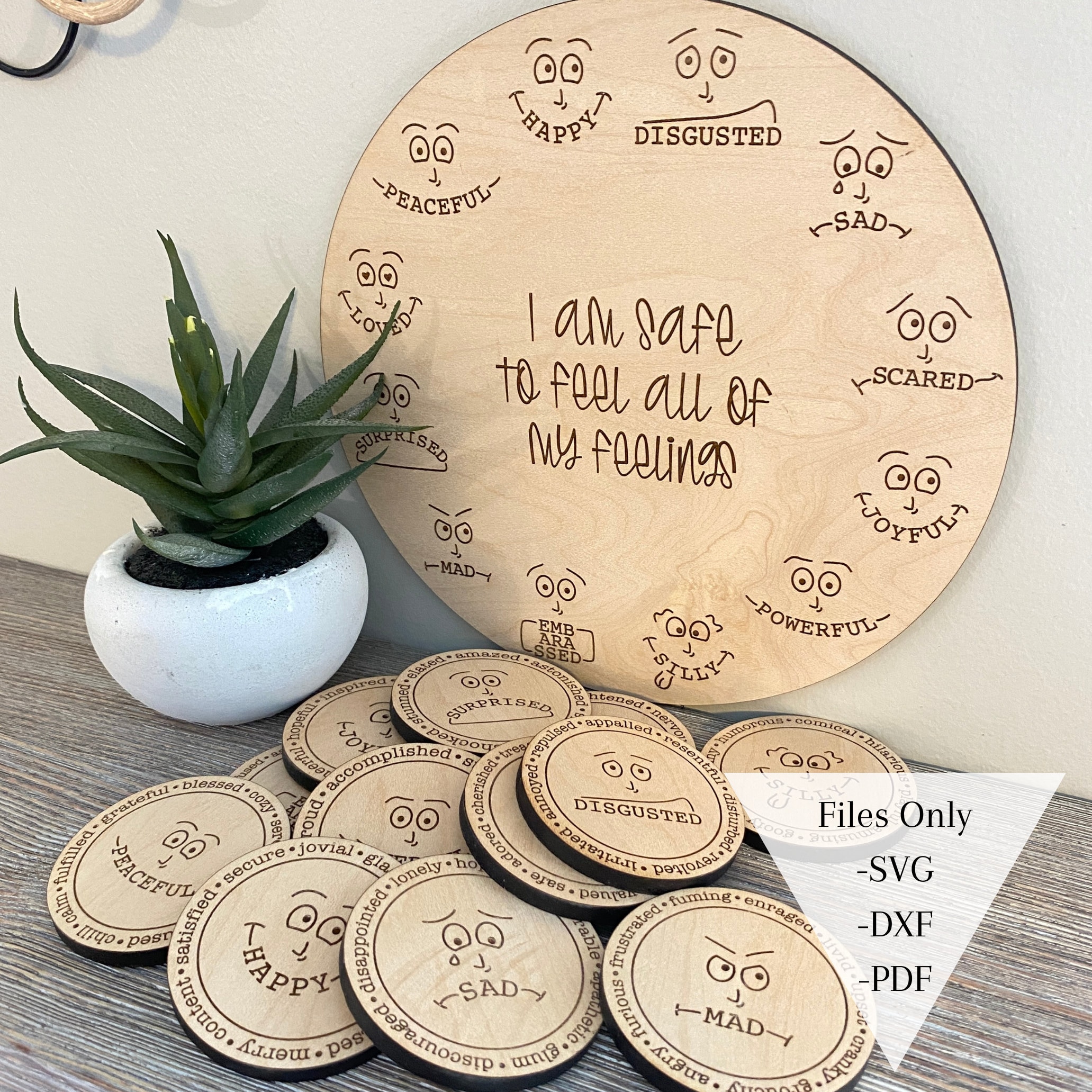 Emotion Tokens Set of 12 | SVG DXF PDF | Digital File for Laser Cutting ...