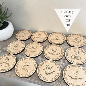 Emotion Tokens Set of 12 | SVG DXF PDF | Digital File for Laser Cutting ...
