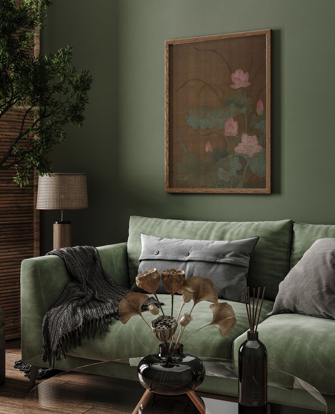 Lotus Painting | Vintage Still Life Print for Home or Office | Flowery ...