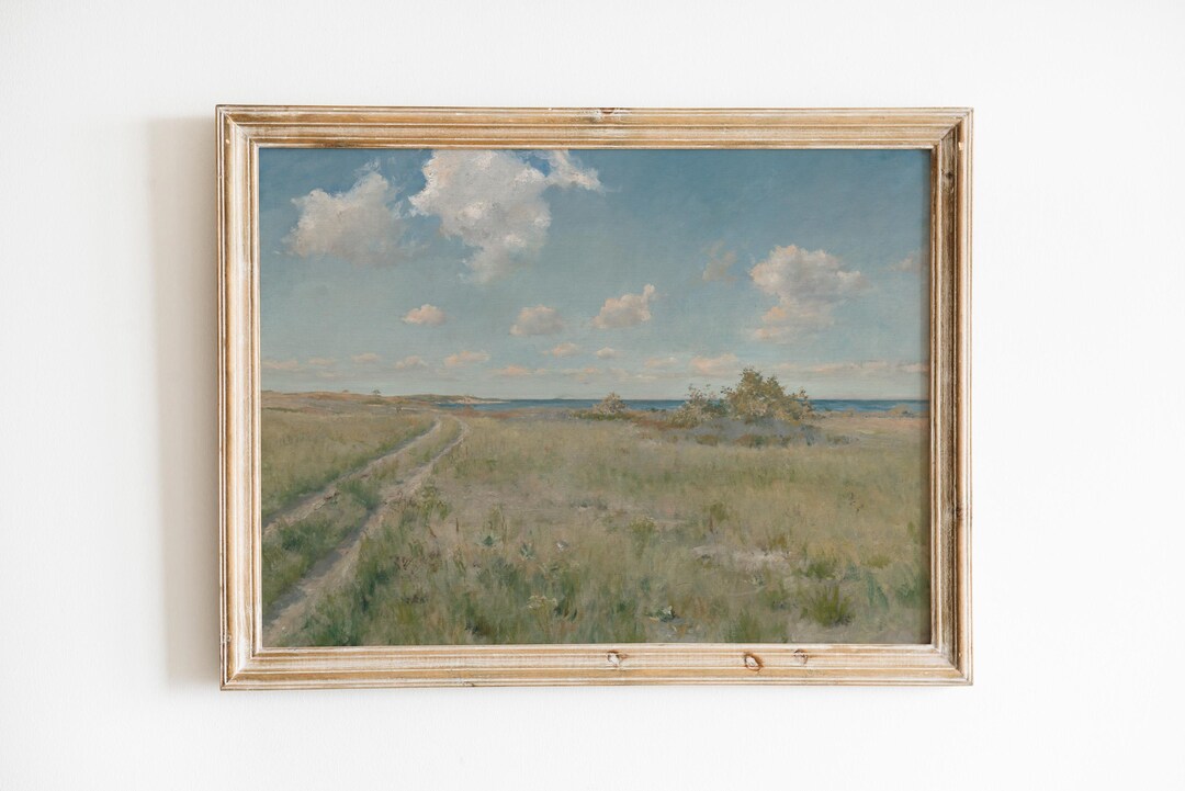 Vintage Countryside Landscape Meadow Scene Wall Art Beautiful Printable ...