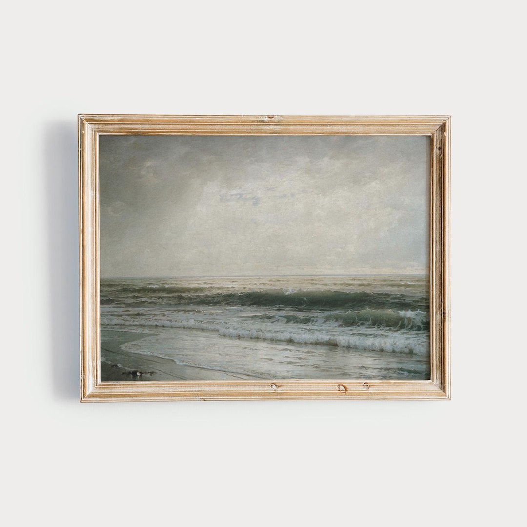 Oil Painting | Muted Beach Scene Downloadable Printable Art | Warm Tone ...
