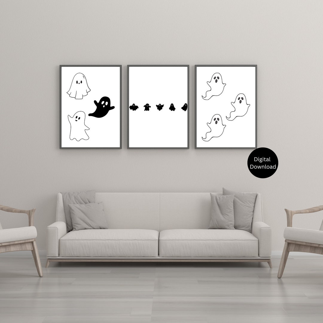 Set of 3 Cute Ghost Prints Ghost Wall Art Halloween Decor - Etsy