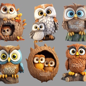 Whimsical Woodland Owl Clipart, Cute Woodland Owl PNG, Adorable Owl ...