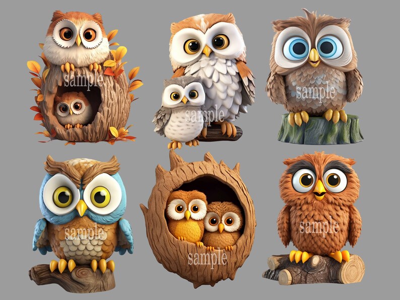 Whimsical Woodland Owl Clipart Cute Woodland Owl PNG - Etsy