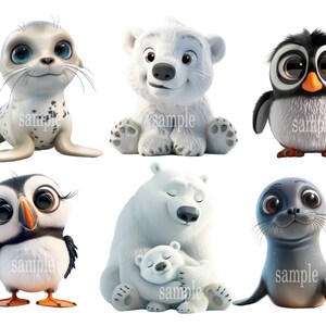 Arctic Friend Clipart, Cute Artic Animal Clipart, Cute Polar Bear ...