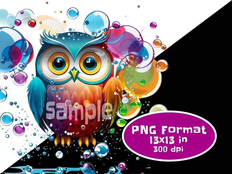 Owl Watercolor Clipart, Owl Png, Colorful Owl Clipart, Cute Owl ...