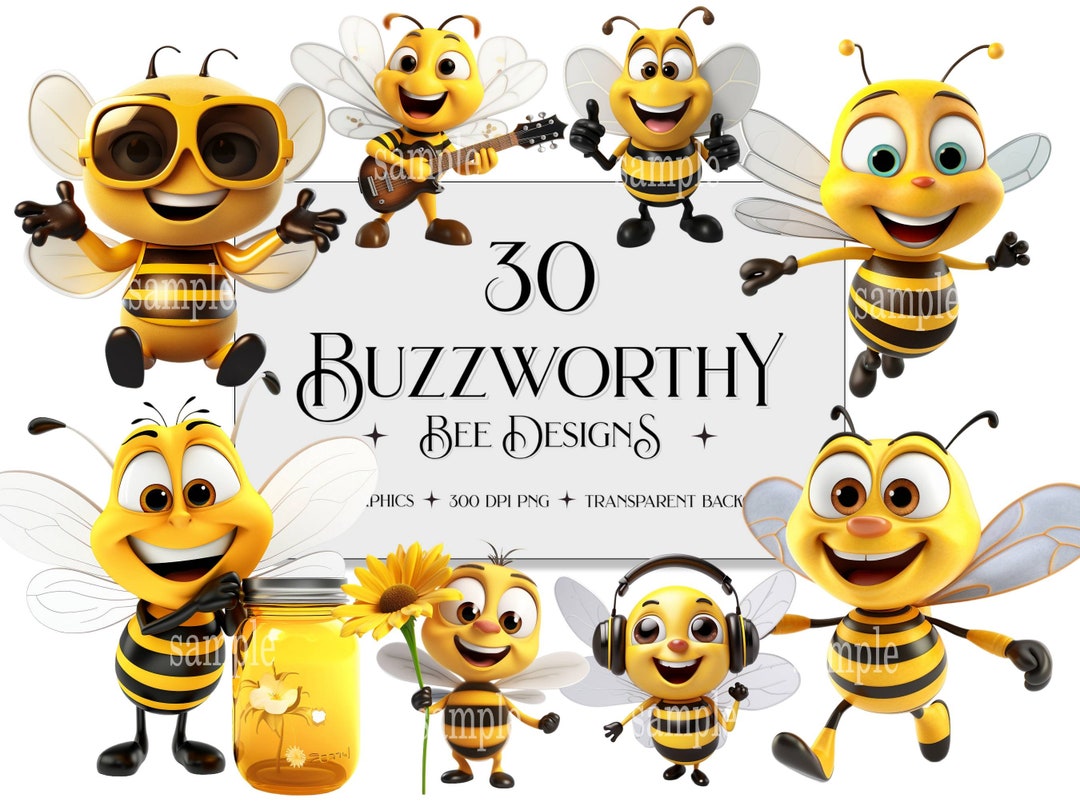 Bumble Bee Clipart Bundle, Adorable Bee Clipart, Cute Bee Clipart, Bee ...