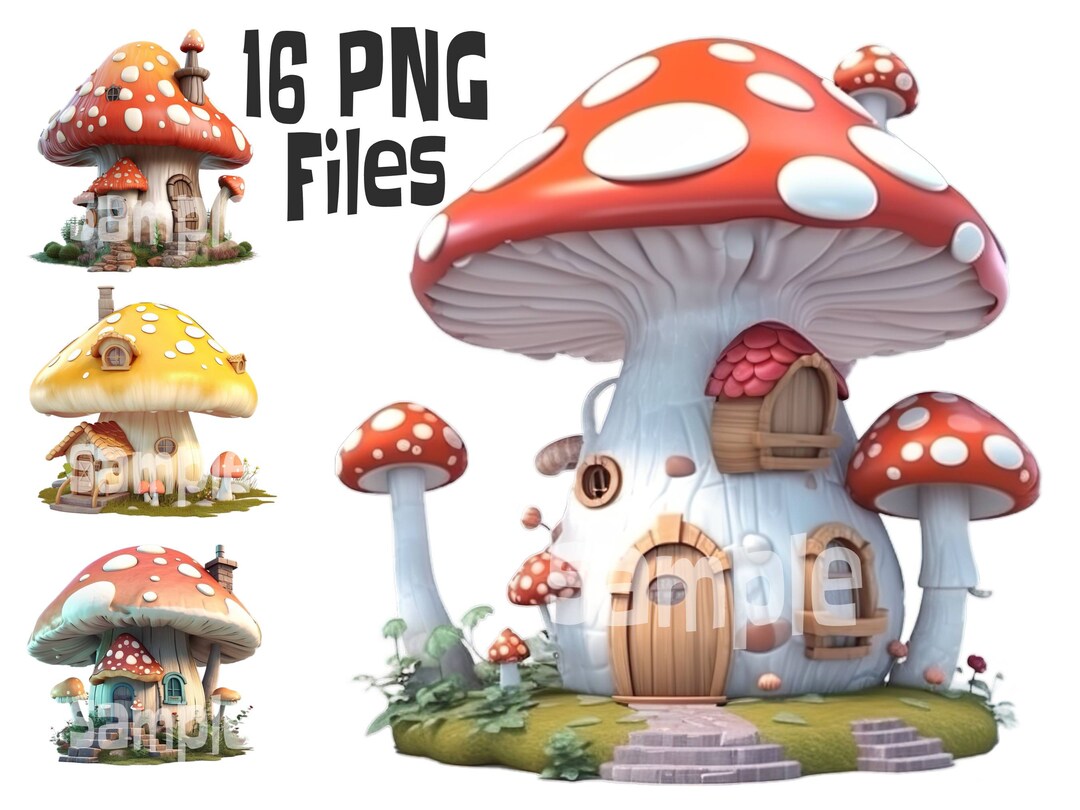 Fairy Mushroom House Clipart, Colorful Mushroom House Clipart ...