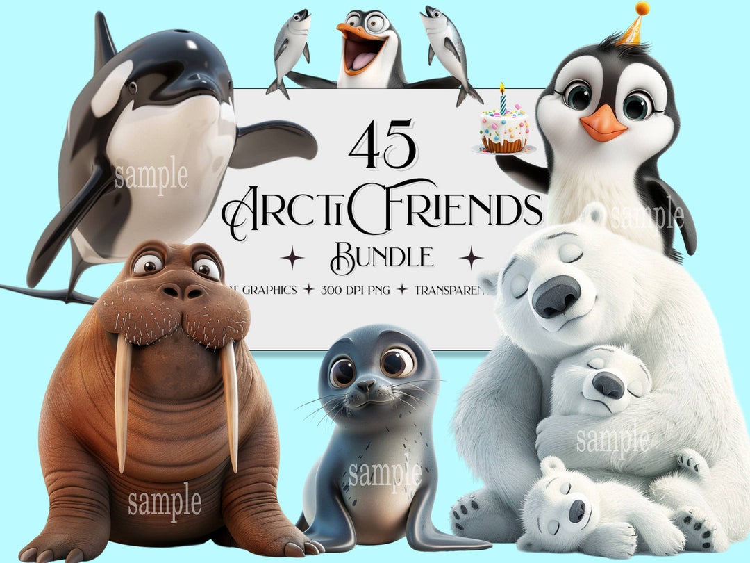 Arctic Friend Clipart, Cute Artic Animal Clipart, Cute Polar Bear ...