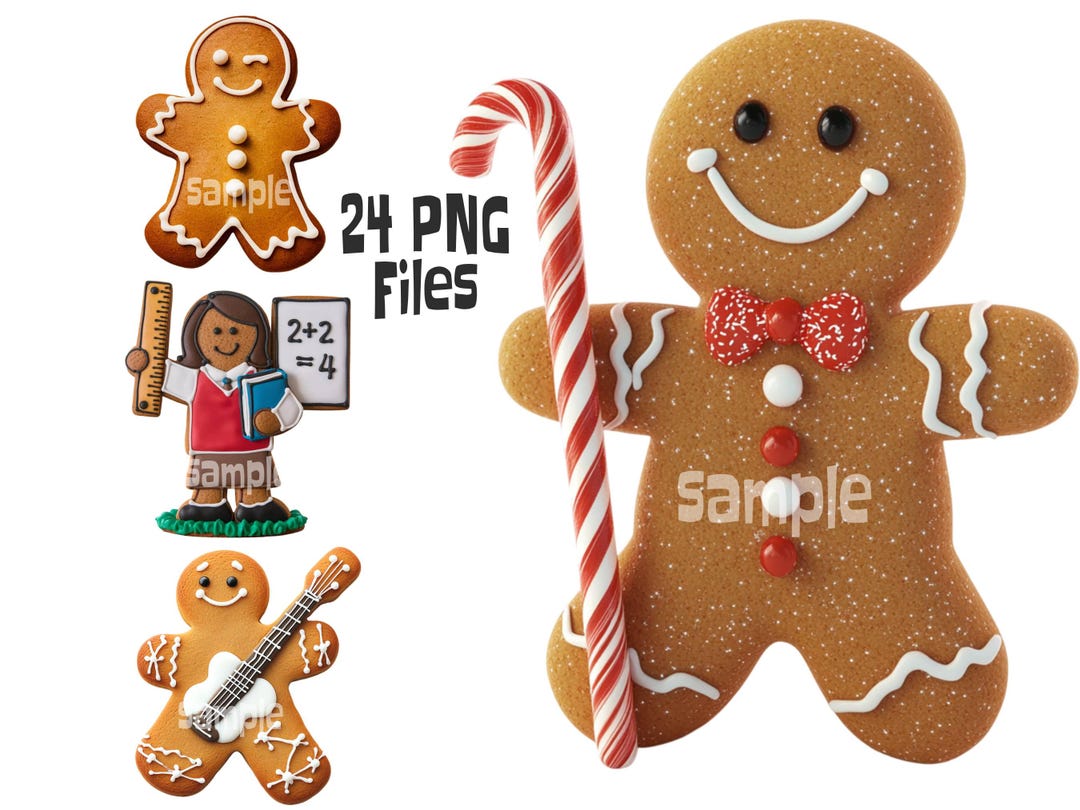Gingerbread Clipart Set, Festive Cookie Clipart, Gingerbread Man ...