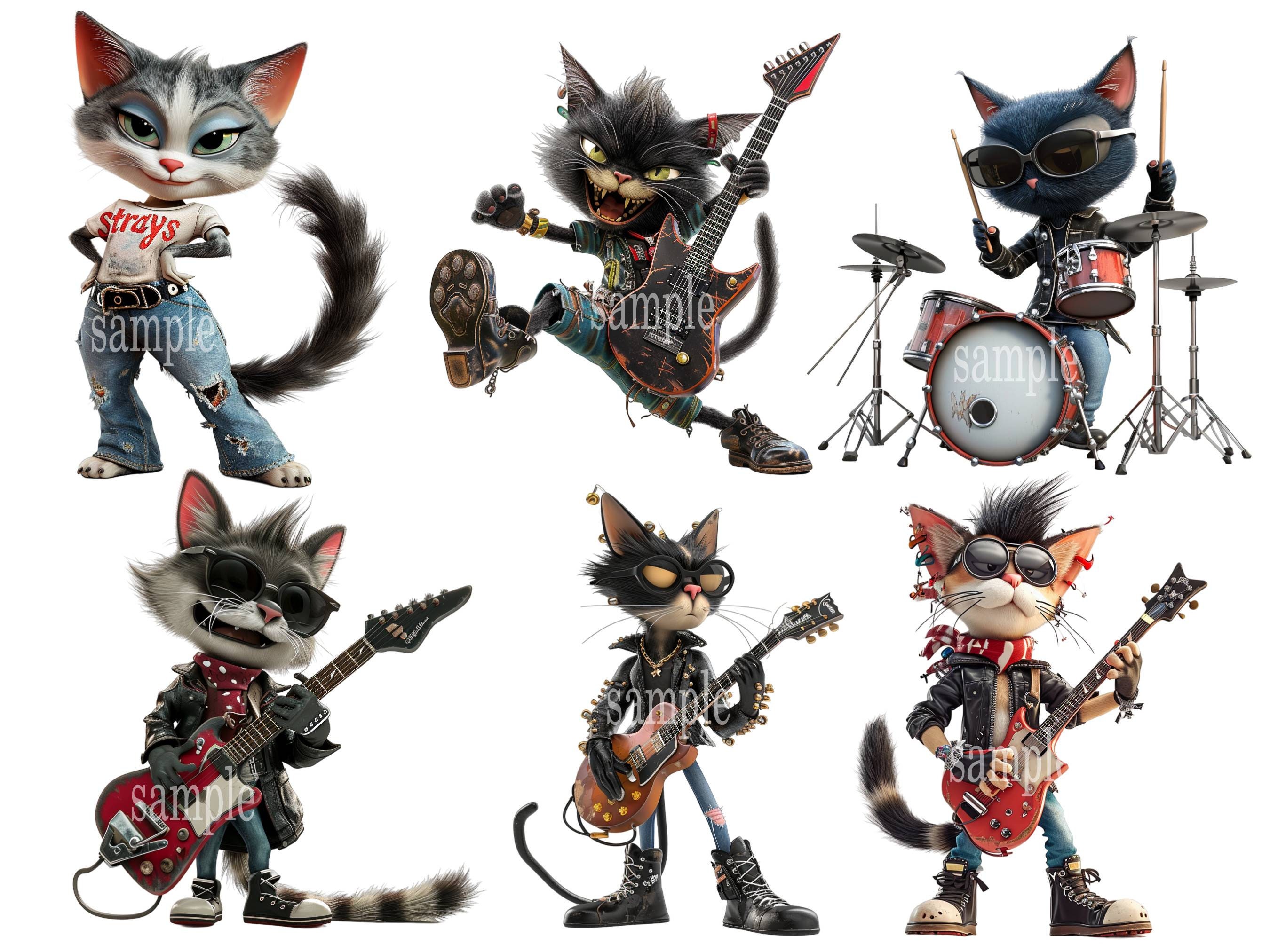 Rocking Cat Clipart Collection, 30 PNG Images, Transparent Backgrounds ...