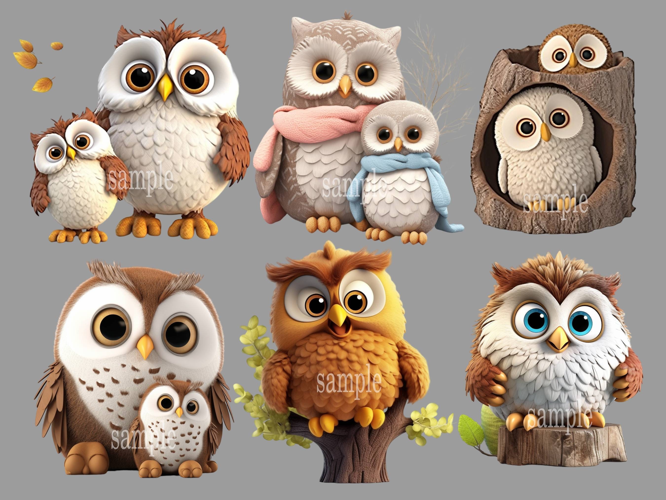 Whimsical Woodland Owl Clipart Cute Woodland Owl PNG - Etsy