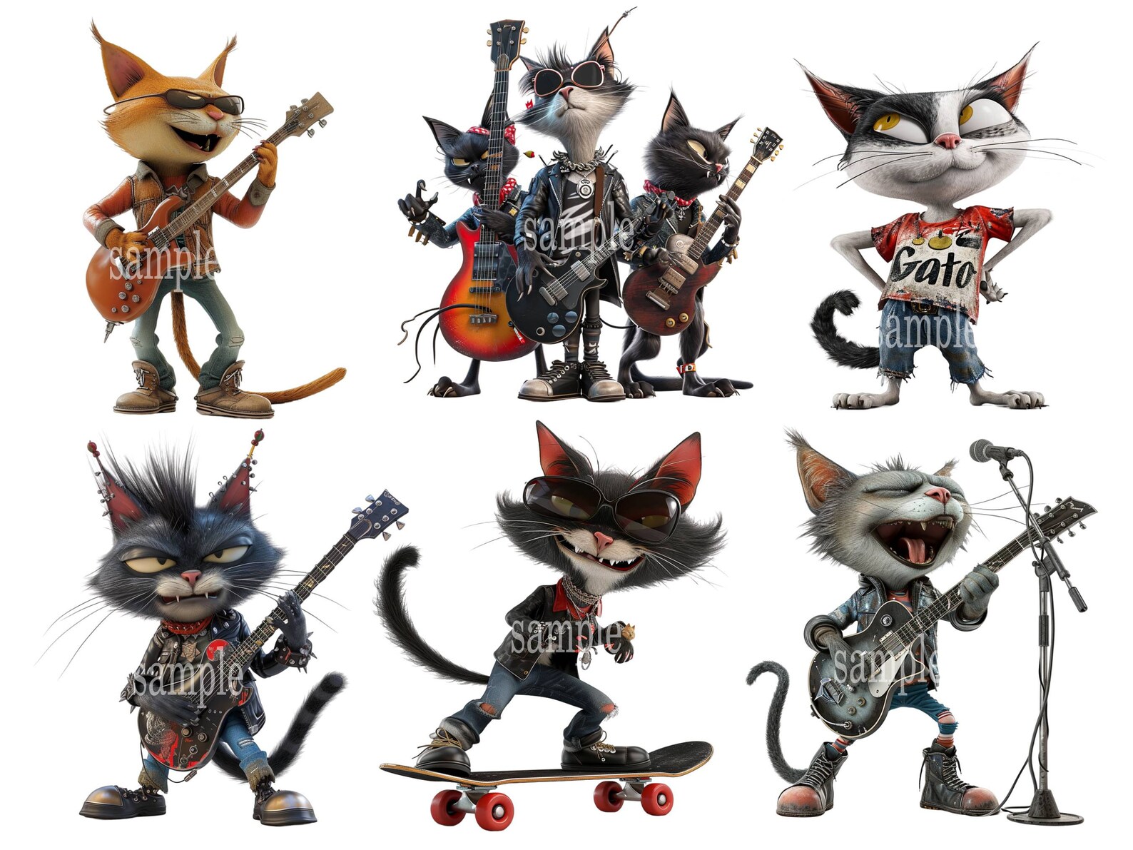Rocking Cat Clipart Collection, 30 PNG Images, Transparent Backgrounds ...
