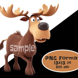 Cute Moose Clipart, Moose PNG, Childrens Clipart Designs, Cardmaking ...