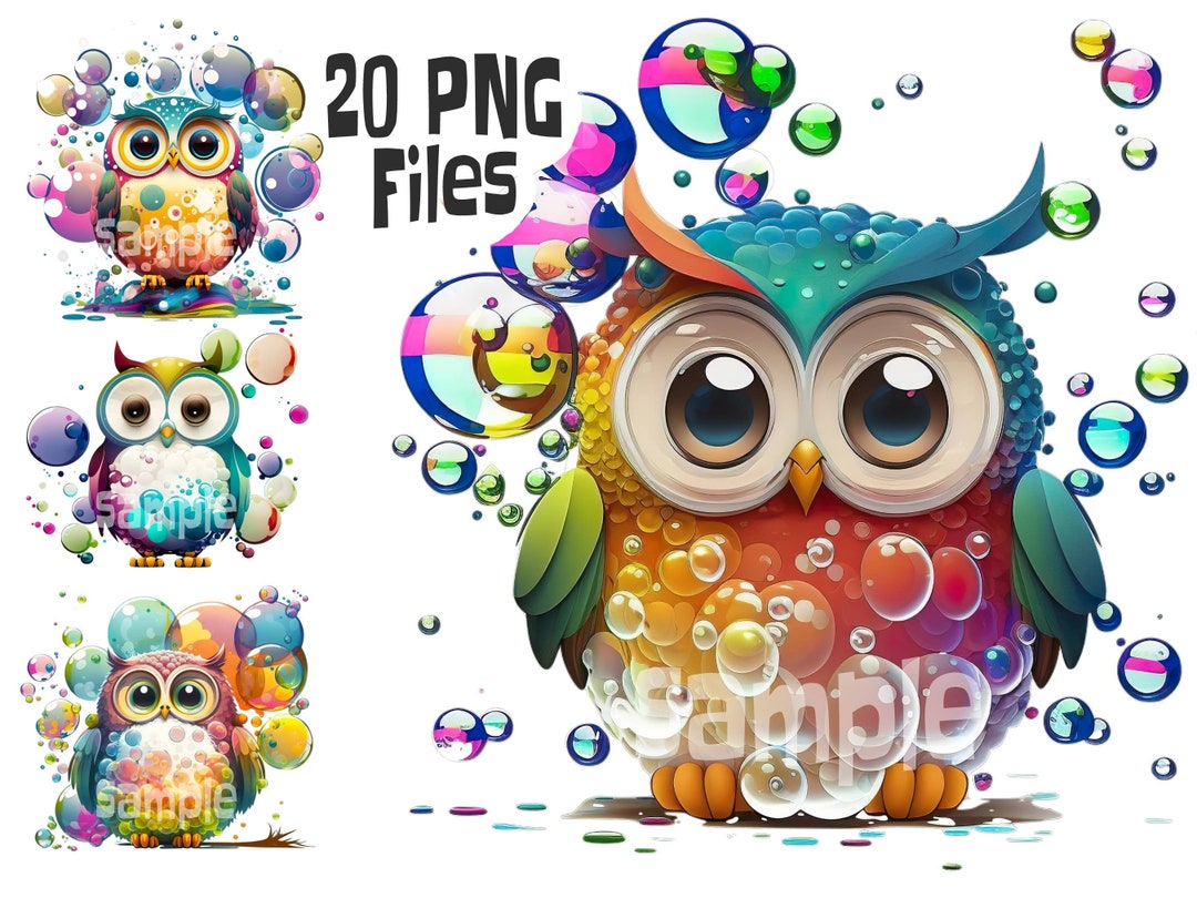 Owl Watercolor Clipart, Owl Png, Colorful Owl Clipart, Cute Owl ...