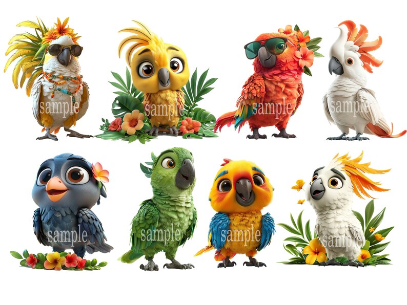 Tropical Bird Clipart: Exotic Macaw, Toucan PNG (digital Download) - Etsy